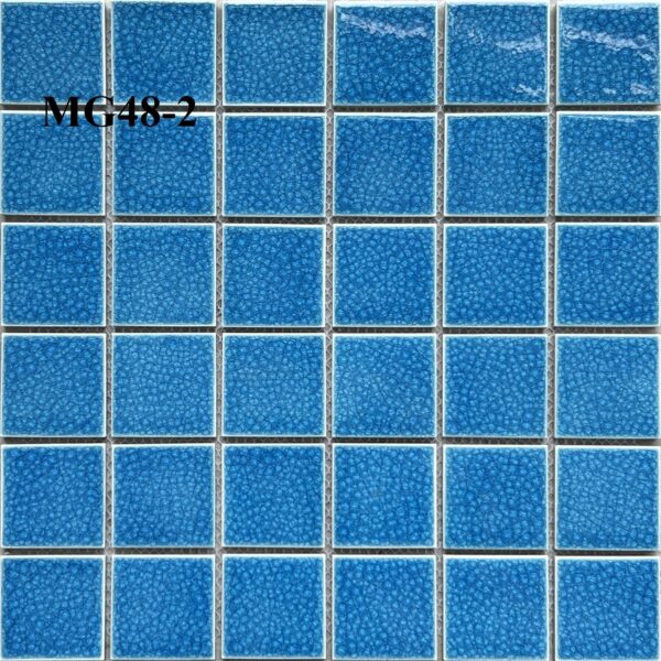 Gạch Mosaic Gốm men rạn xanh trung tính 48x48x6mm MG48-2
